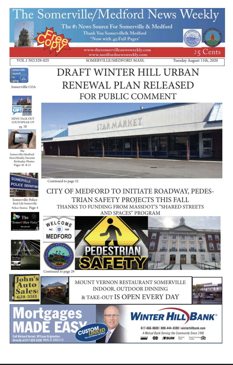 August 11th, 2020 The Somerville Medford News Weekly Print Edition ...